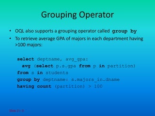 Adbms 18 oql collections and aggregates | PPTX