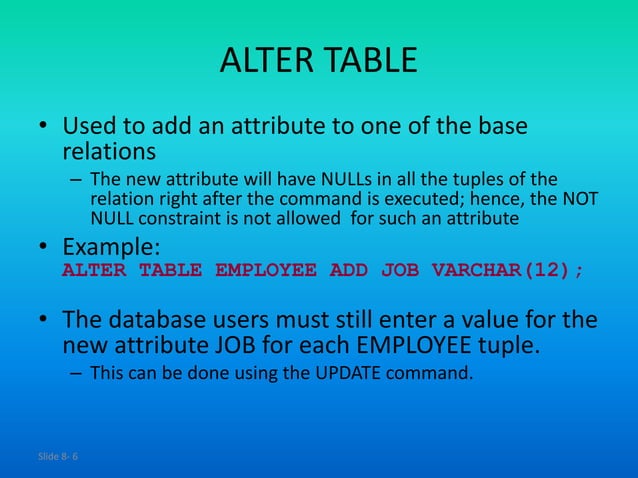 Adbms 21 sql 99 schema definition constraints and queries | PPT