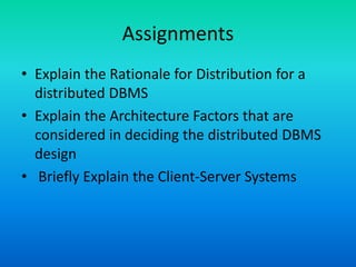 Adbms 26 architectures for a distributed system | PPT