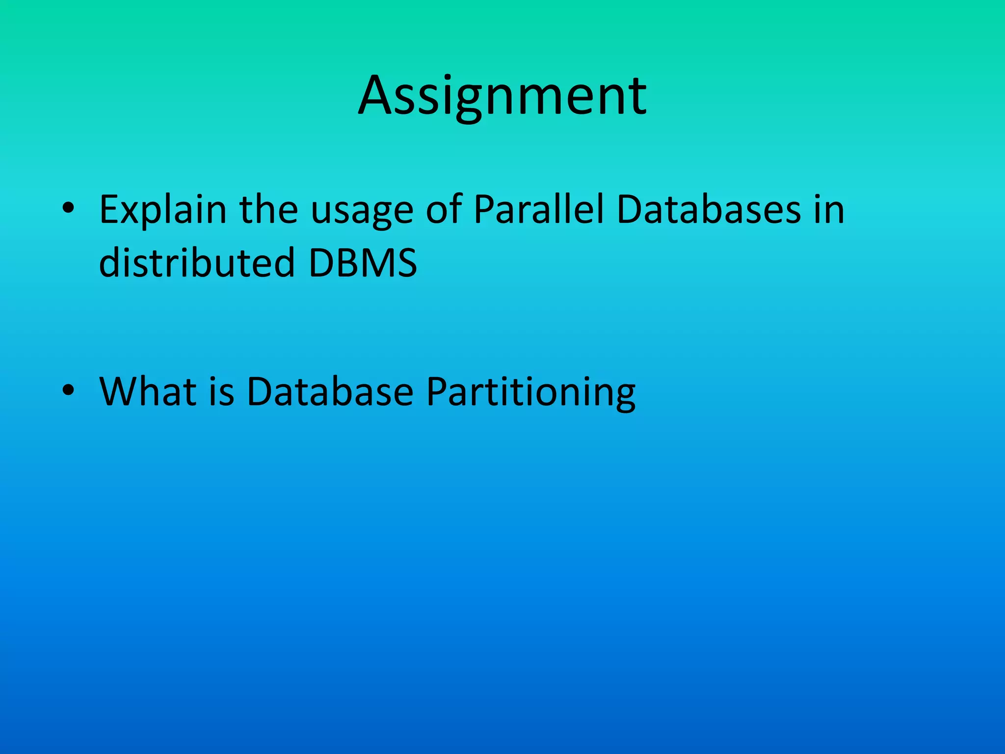 Adbms 27 parallel database distribution architecture | PPTX | Databases | Computer Software and ...