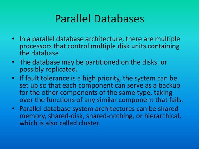 Adbms 27 Parallel Database Distribution Architecture Ppt