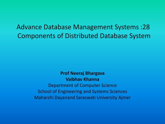 Adbms 28 components of distributed database system | PPT
