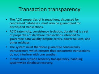 Adbms 31 data distribution transparency | PPTX