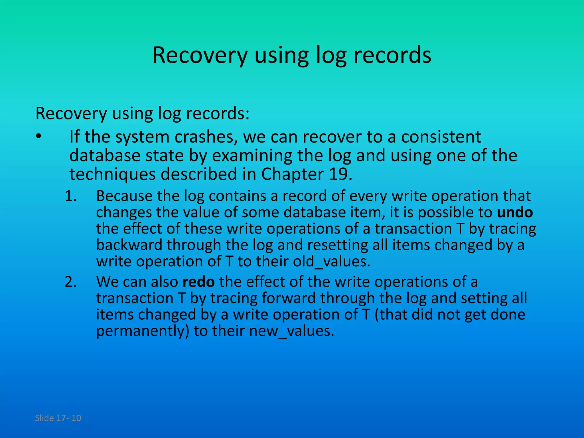 Adbms 34 Transaction Processing And Recovery Ppt