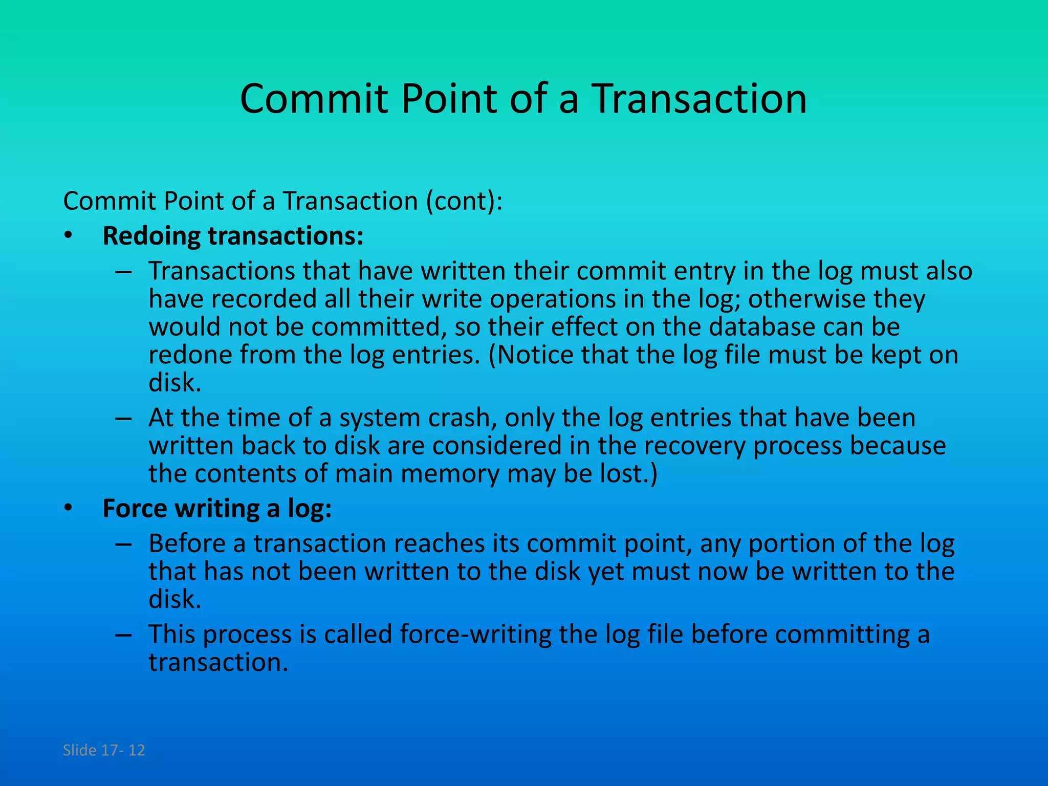 Adbms 34 Transaction Processing And Recovery Ppt