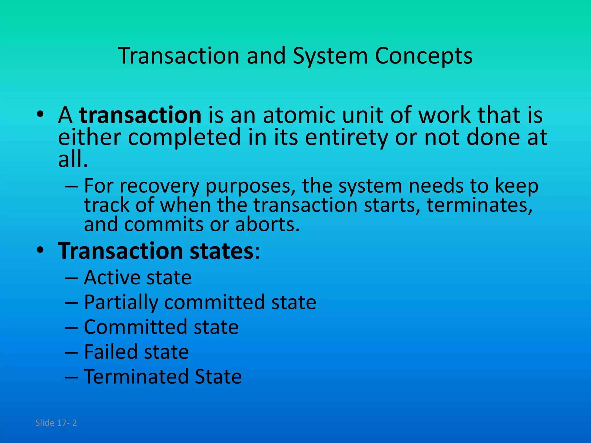 Adbms 34 transaction processing and recovery | PPT
