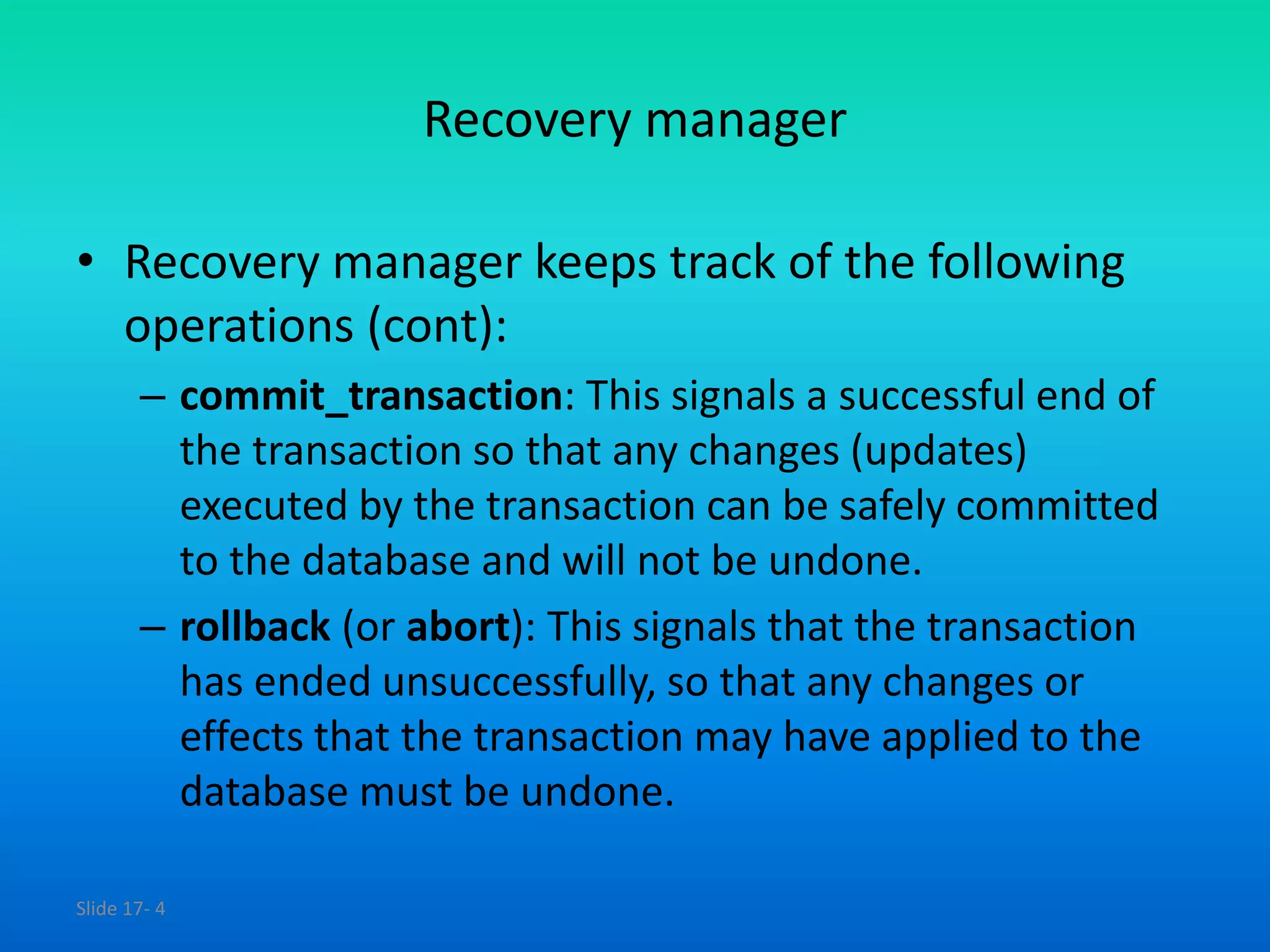 Adbms 34 transaction processing and recovery | PPT