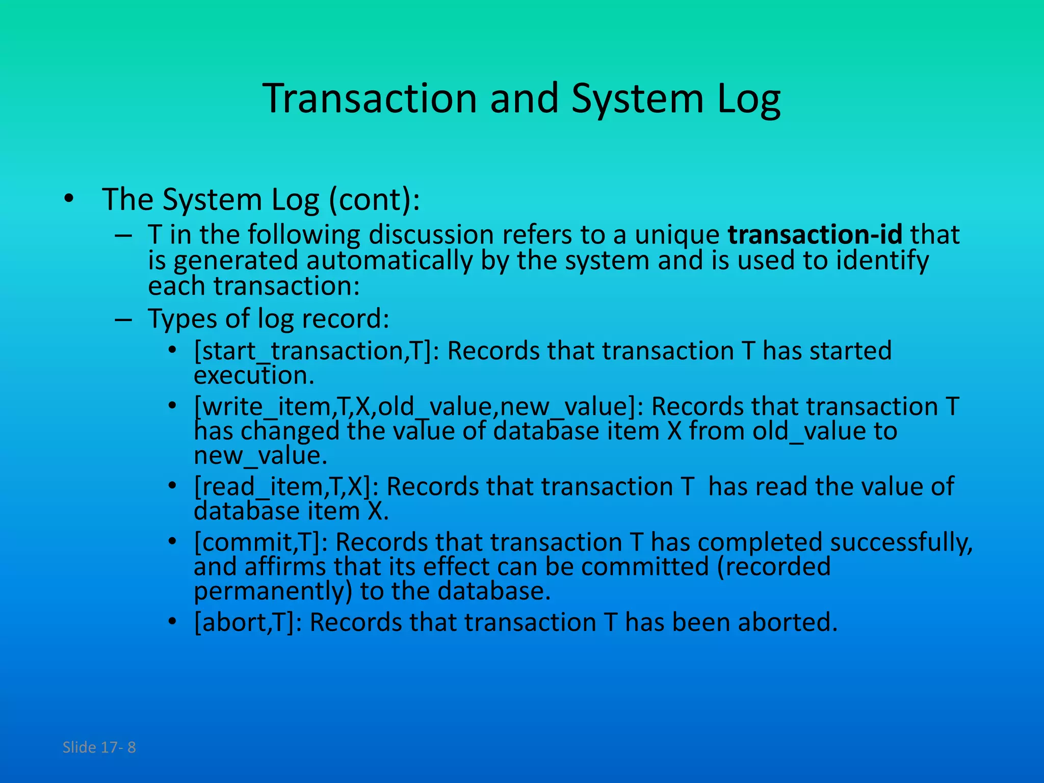Adbms 34 transaction processing and recovery | PPT