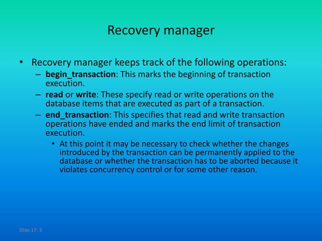Adbms 34 Transaction Processing And Recovery Ppt