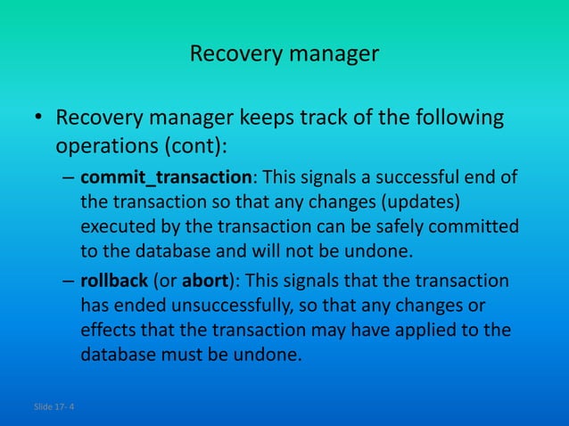 Adbms 34 Transaction Processing And Recovery Ppt