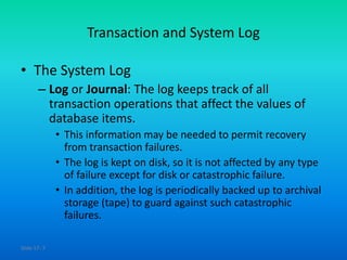 Adbms 34 transaction processing and recovery | PPTX