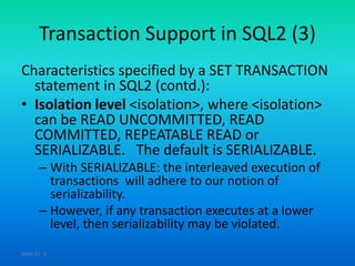 Adbms 36 transaction support in sql 2 | PPTX