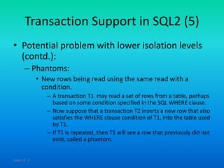 Adbms 36 transaction support in sql 2 | PPTX
