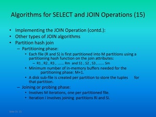 Adbms 38 algorithms for select and join operations | PPTX