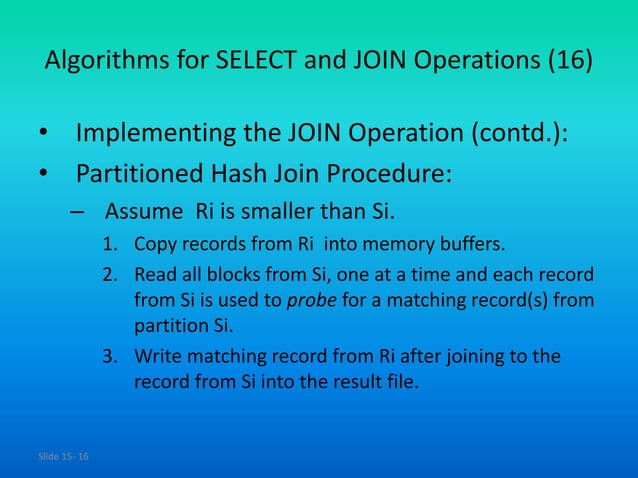 Adbms 38 algorithms for select and join operations | PPTX | Databases ...