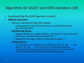 Adbms 38 algorithms for select and join operations | PPTX