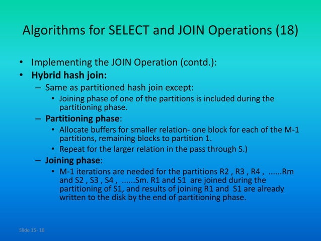 Adbms 38 algorithms for select and join operations | PPTX | Databases | Computer Software and ...