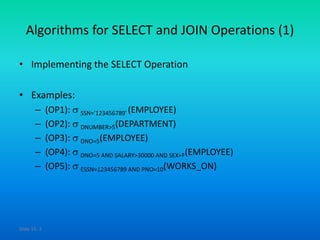 Adbms 38 algorithms for select and join operations | PPTX