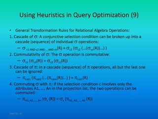 Adbms 40 heuristics in query optimization | PPTX