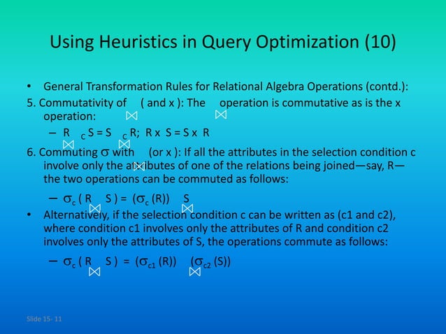 Adbms 40 heuristics in query optimization | PPTX