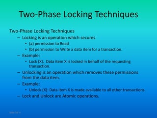 Adbms 41 transaction control techniques | PPT