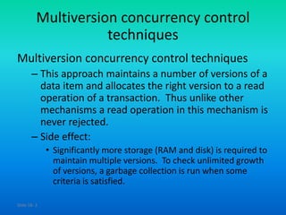 Adbms 43 multiversion concurrency control | PPT