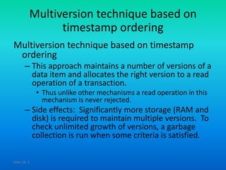 Adbms 43 multiversion concurrency control | PPT