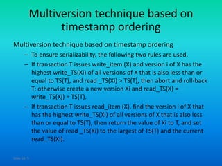 Adbms 43 multiversion concurrency control | PPT