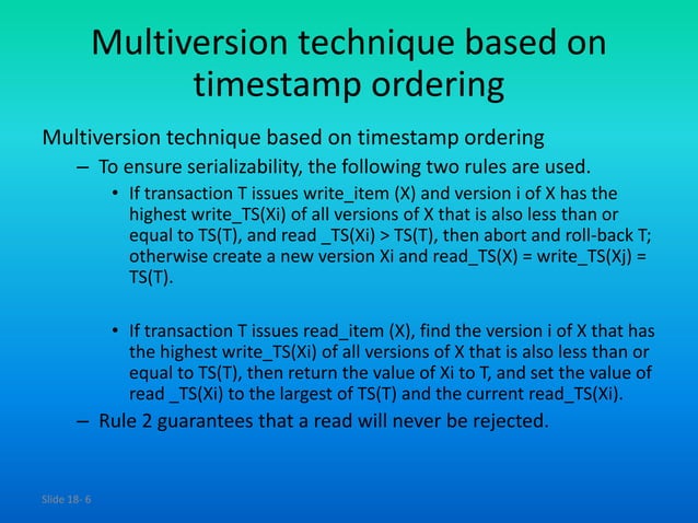 Adbms 43 multiversion concurrency control | PPT