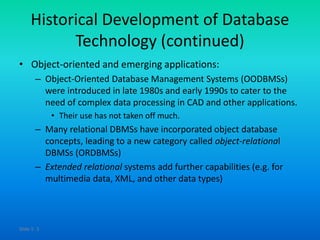 Adbms 4 historical development of database technology | PPTX