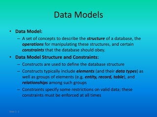 Adbms 5 data models schemas instances and states | PPTX