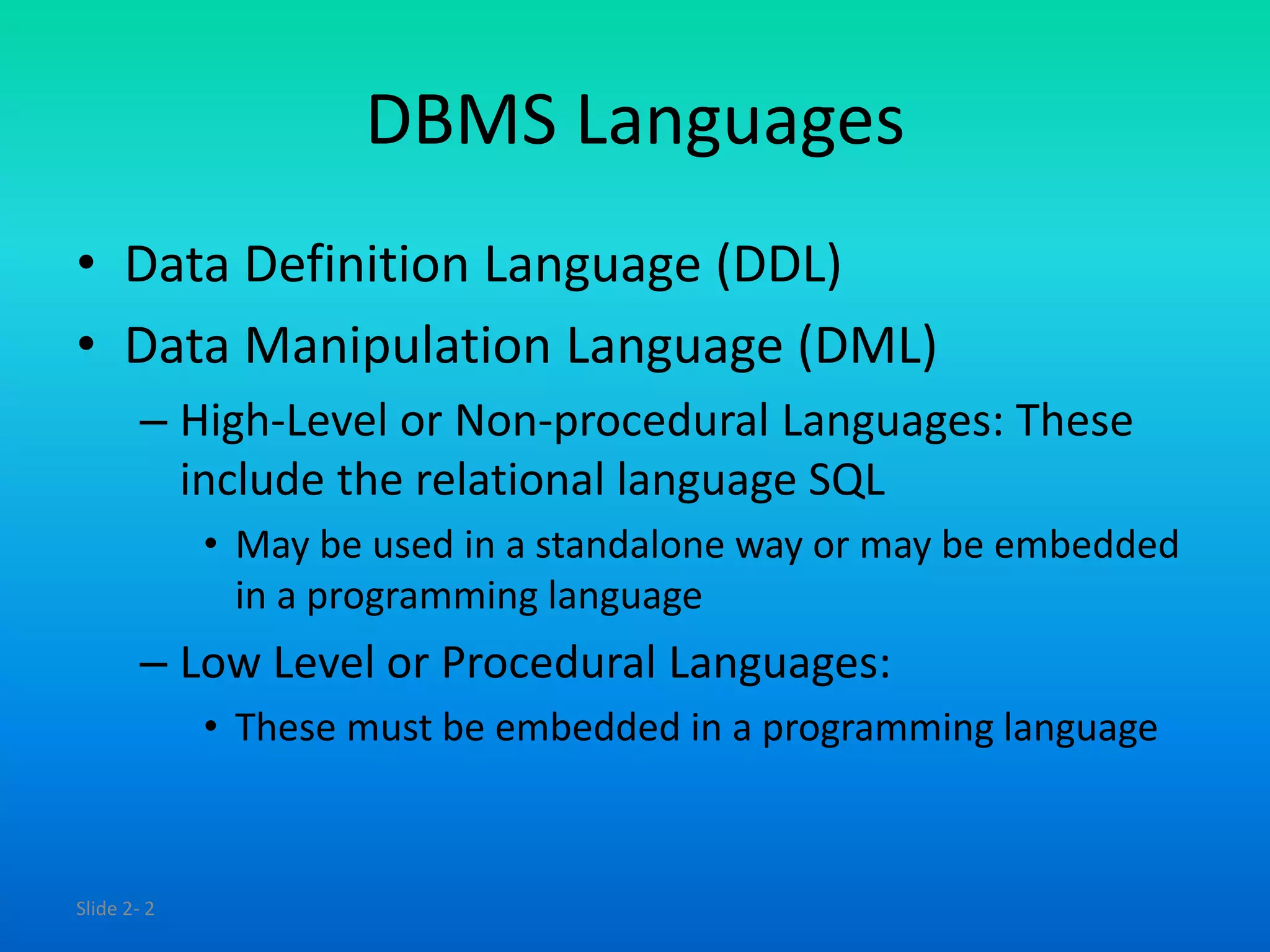 Adbms 7 Database Languages And Tools Ppt