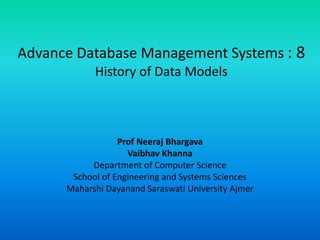 Adbms 8 history of data models | PPT