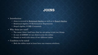 ADBMS - Joins , Sorting , Distributed Database Systems | PPTX