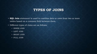 ADBMS - Joins , Sorting , Distributed Database Systems | PPTX