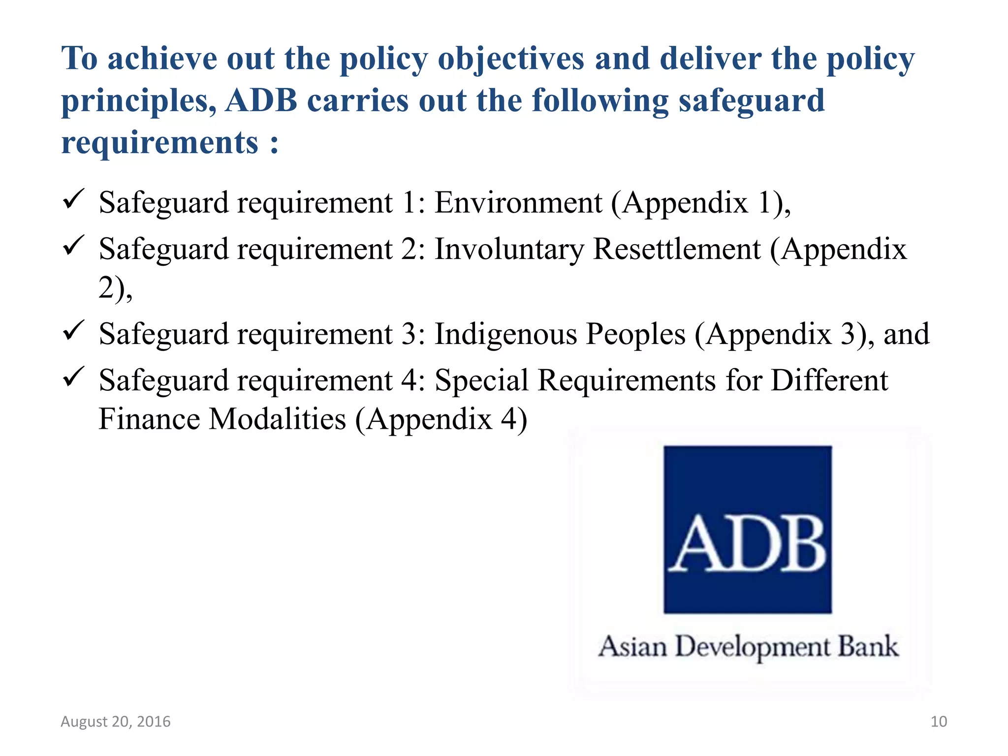 ADB Safeguard Policies Presentation | PPTX