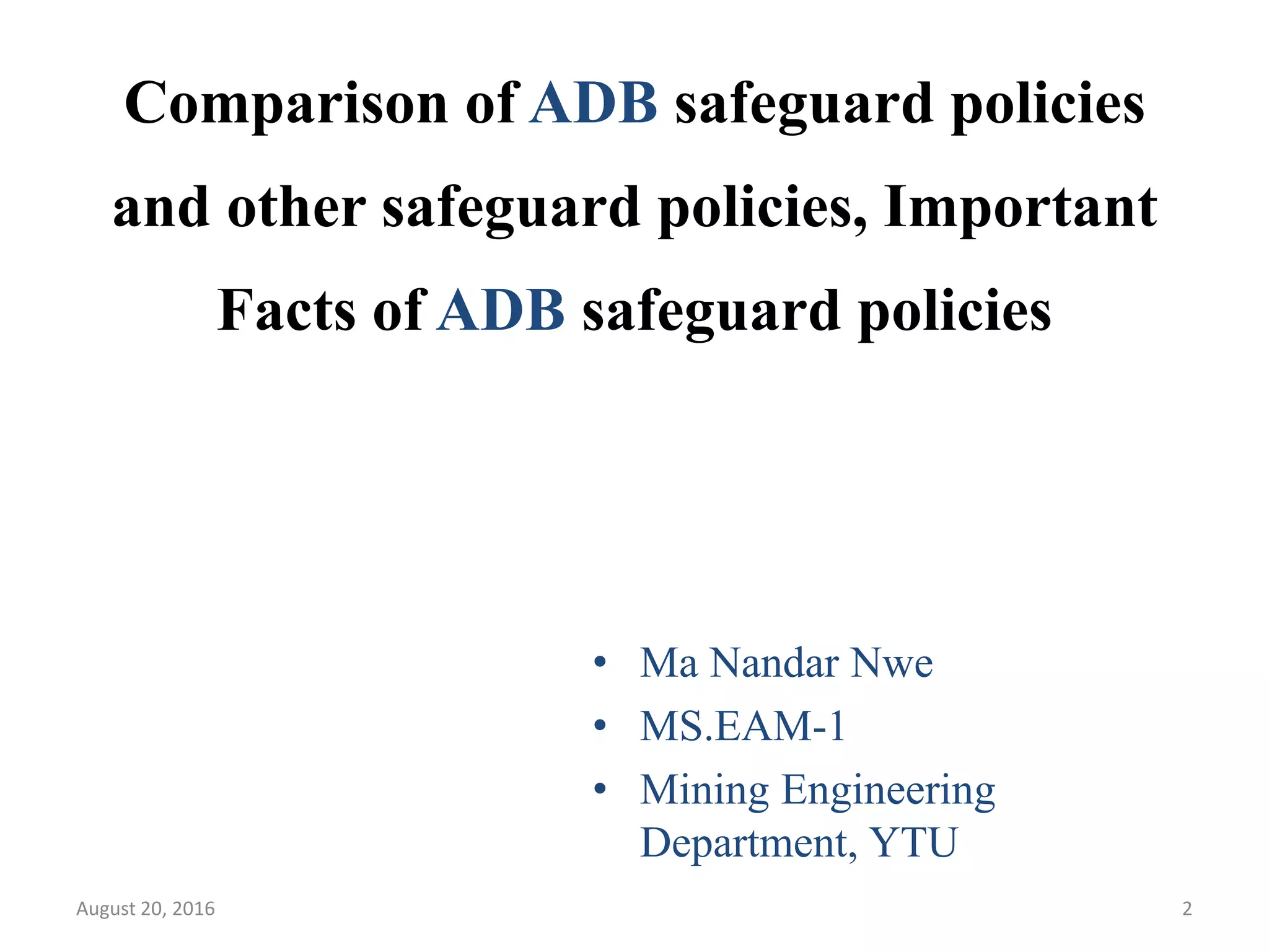 ADB Safeguard Policies Presentation | PPTX