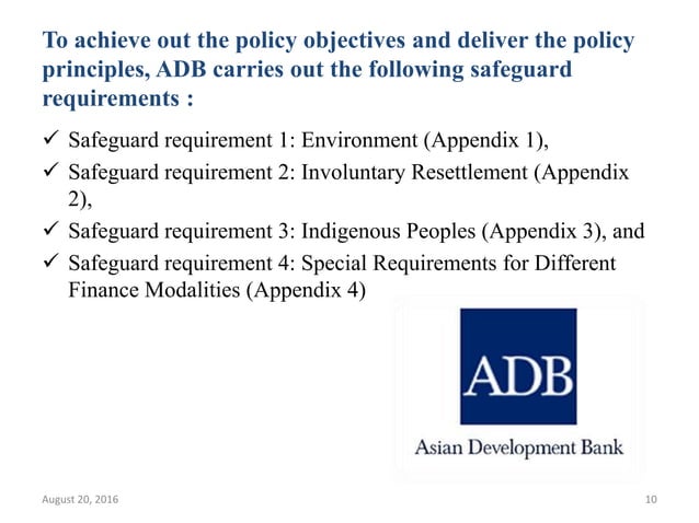 ADB Safeguard Policies Presentation | PPTX | Business Banking & Finance ...