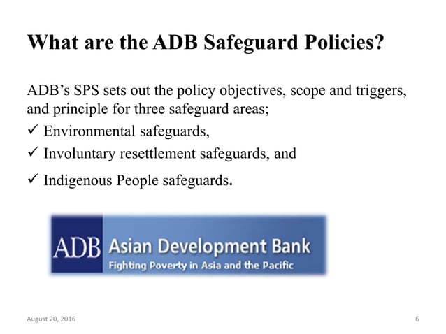 ADB Safeguard Policies Presentation | PPTX | Business Banking & Finance ...