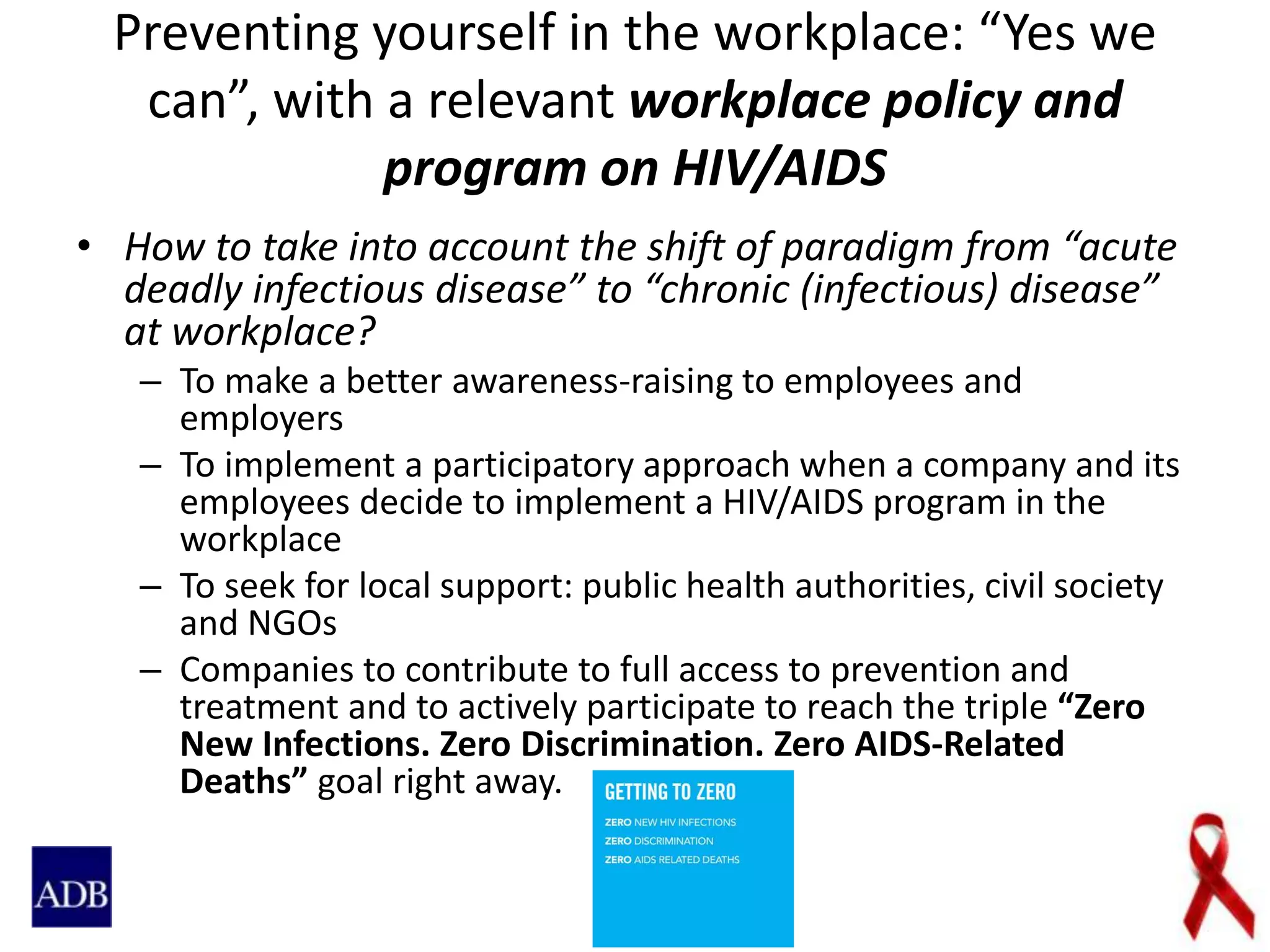 HIV/AIDS at worplace: protecting yourself - World AIDS Day 2012, ADB | PPTX