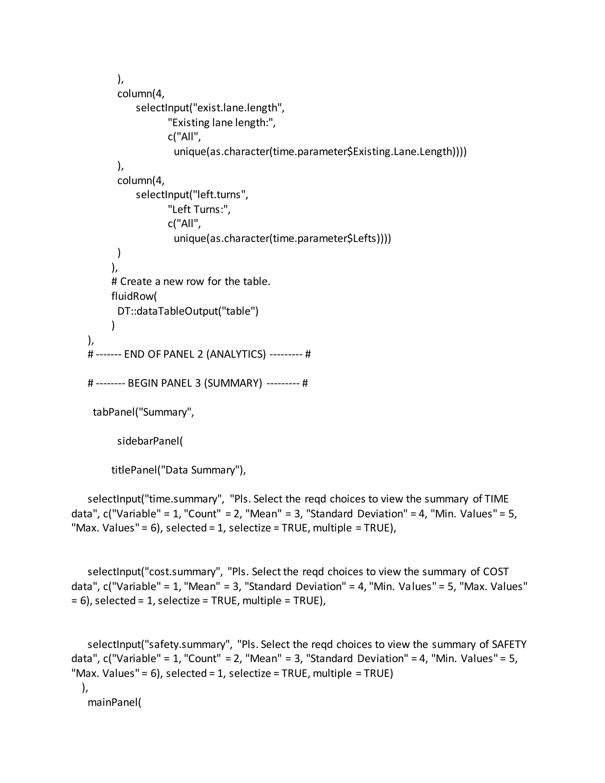 R (Shiny Package) - UI Side Script for Decision Support System | DOCX