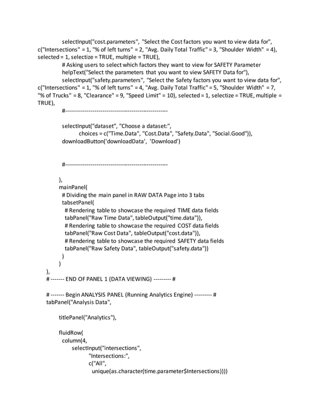 R (Shiny Package) - UI Side Script for Decision Support System | DOCX