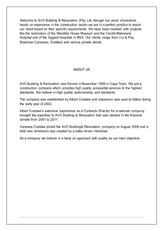 01-AVC Building & Renovations Company profile | DOCX