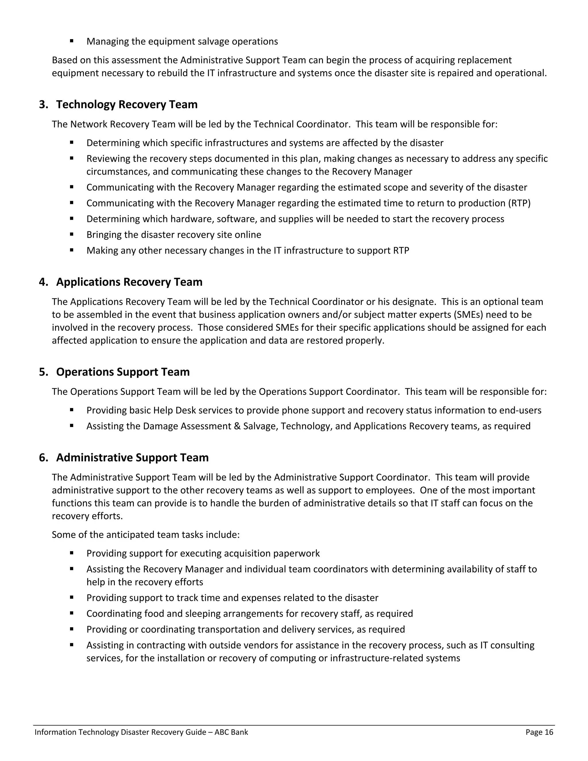 Information Technology Disaster Recovery Guide - ABC Bank (redacted) | PDF