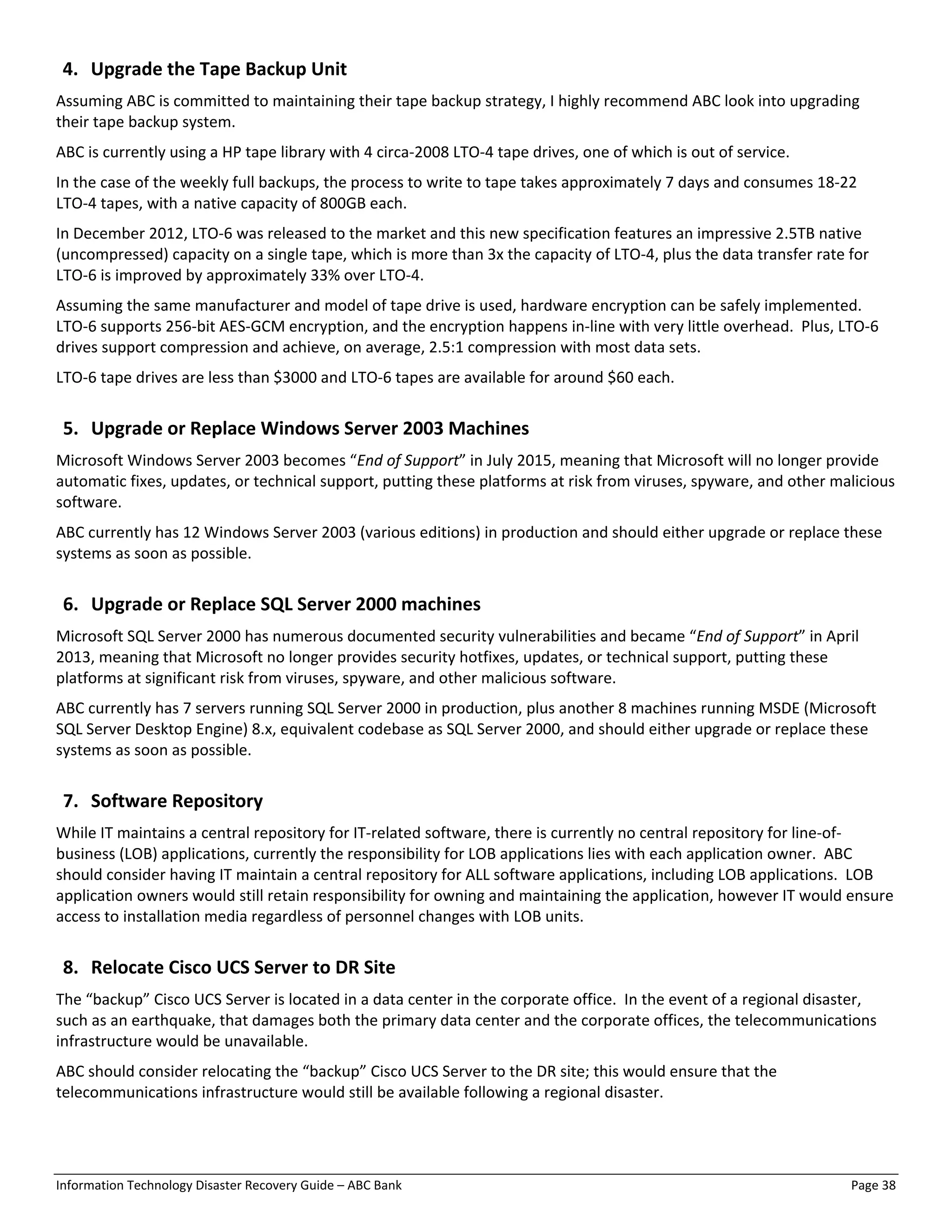 Information Technology Disaster Recovery Guide - ABC Bank (redacted) | PDF