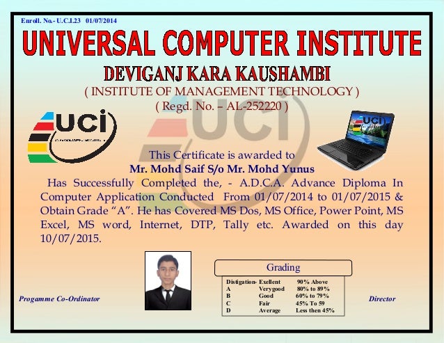 Adca certificate mohd saif
