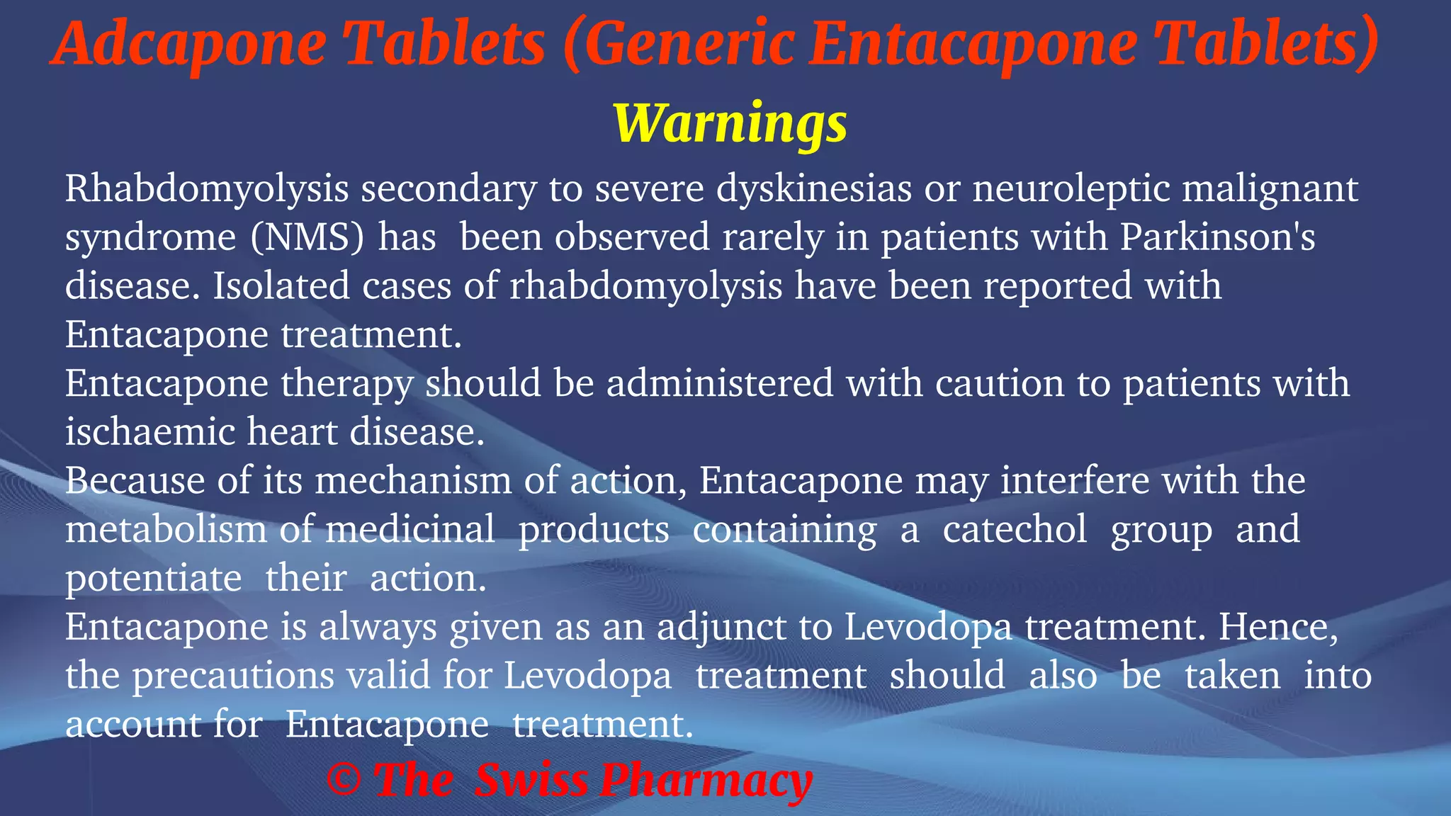 Adcapone Tablets (Generic Entacapone Tablets) | PDF