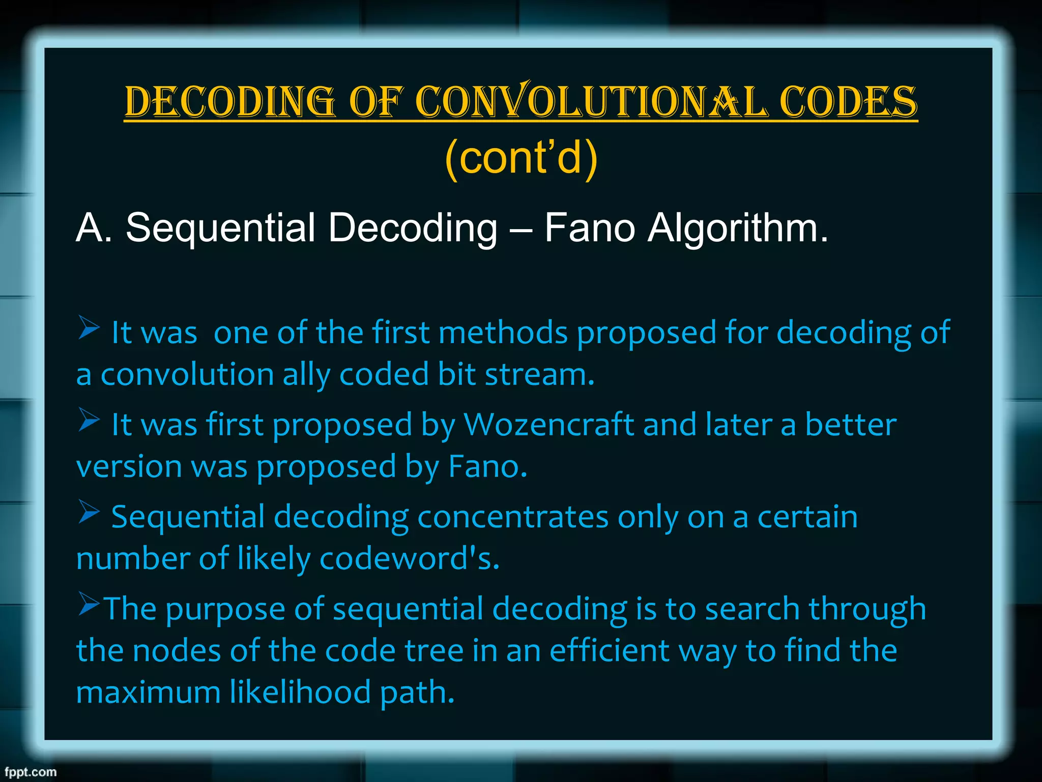 Convolutional Codes And Their Decoding Ppt Programming Languages Computing