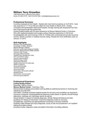 Terry K resume 12-8-16 | RTF | Healthcare Industry | Industries
