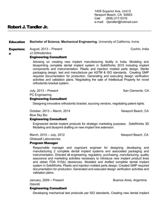 Tandler Resume August 2015 | DOC